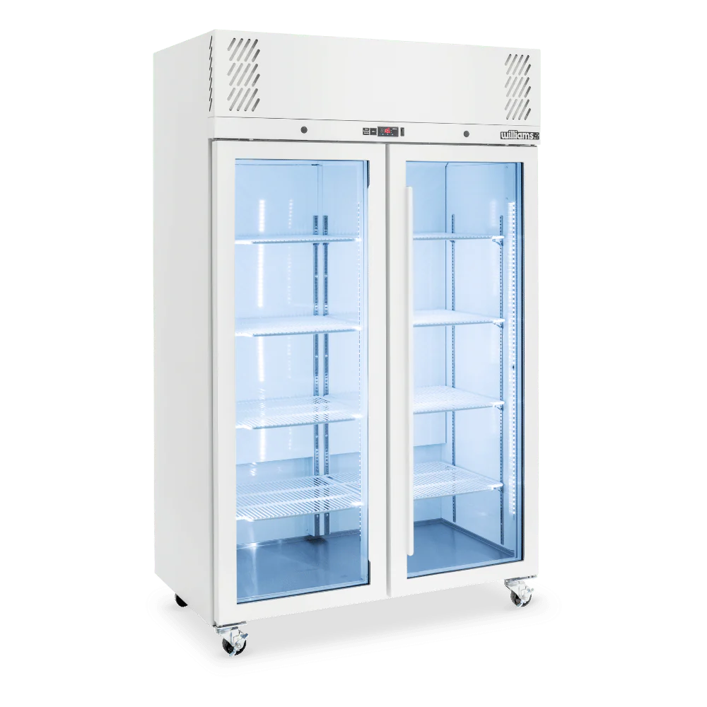 Pearl - Slim 2 Door White Colorbond Upright Display Refrigerator
