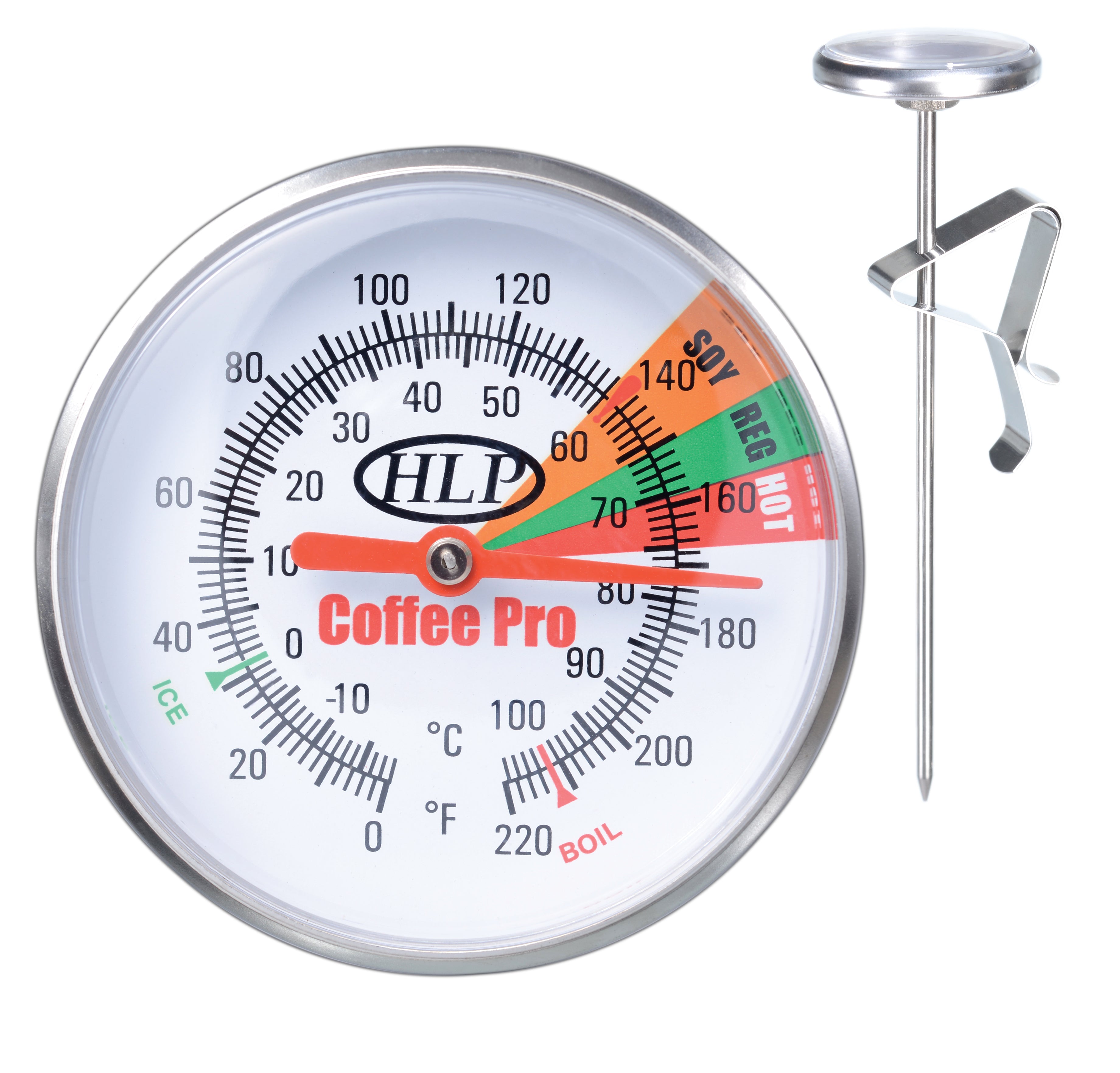 Thermometer - Coffee Pro with colour scale and markings - 150mm Probe